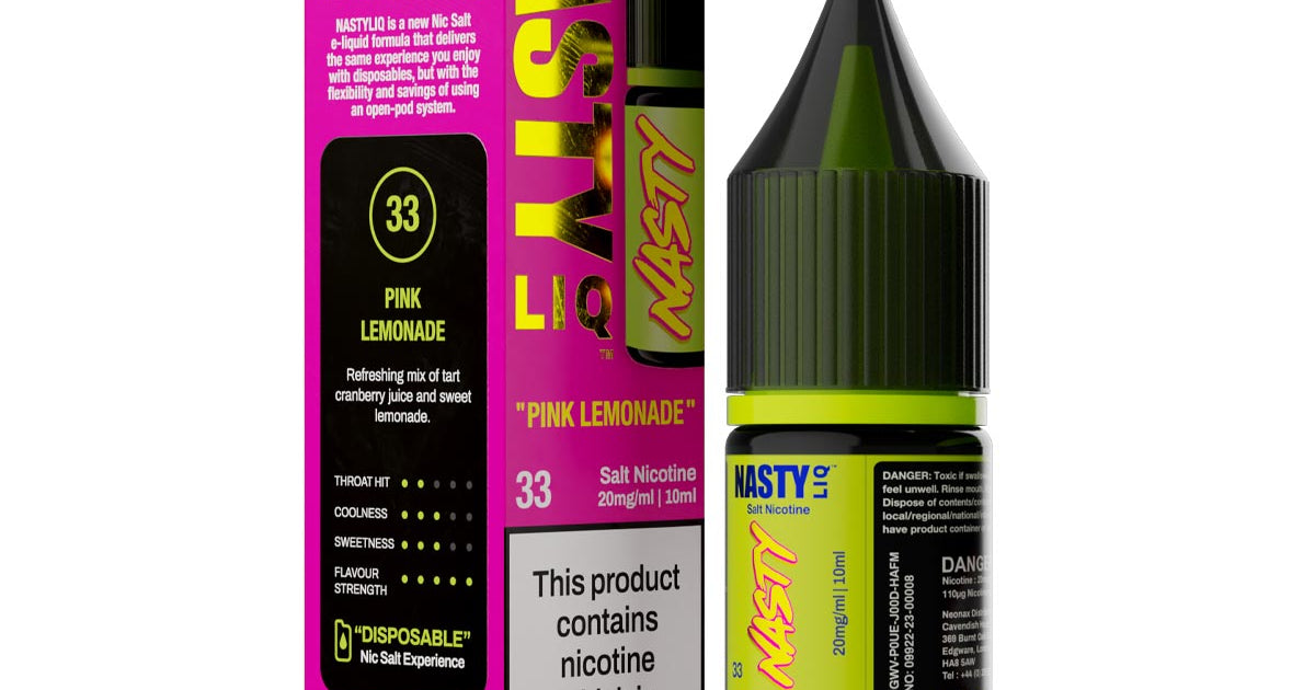 Pink Lemonade Nic Salt E-Liquid by Nasty Liq | Grey Haze UK