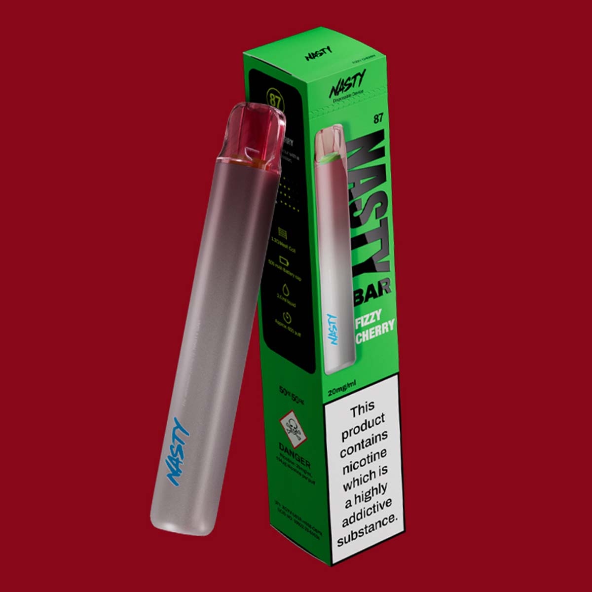Fizzy Cherry Nasty Bar DX2 Disposable Vape – Grey Haze