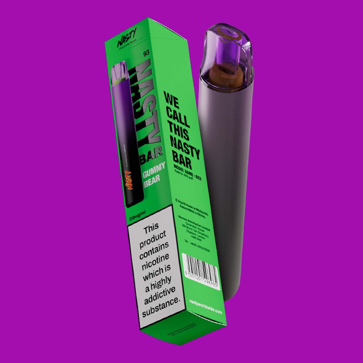 Gummy Bear Bar Nasty Bar DX2 Disposable Vape – Grey Haze